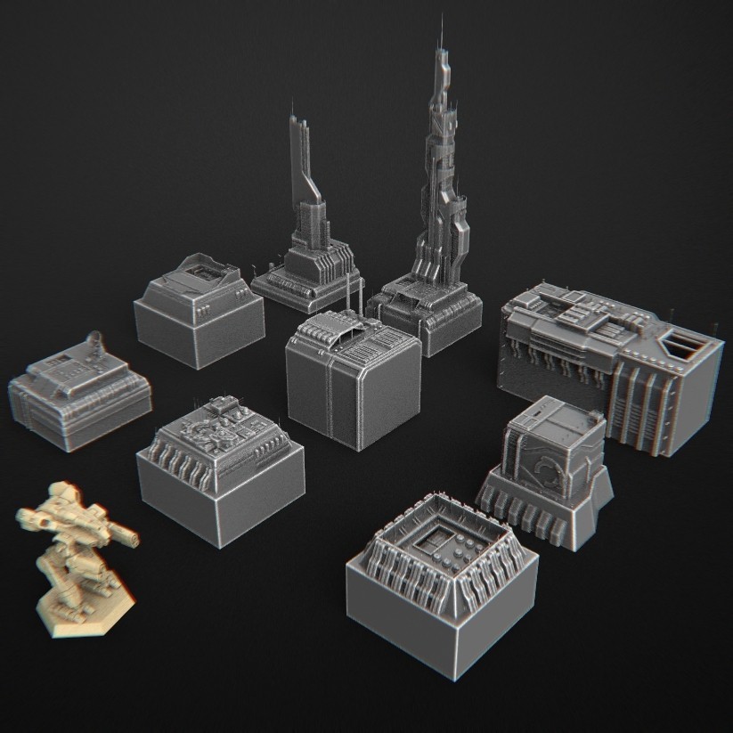 3D file terrain futuristic warhammer battletech 7mm・3D printing template to download・Cults
